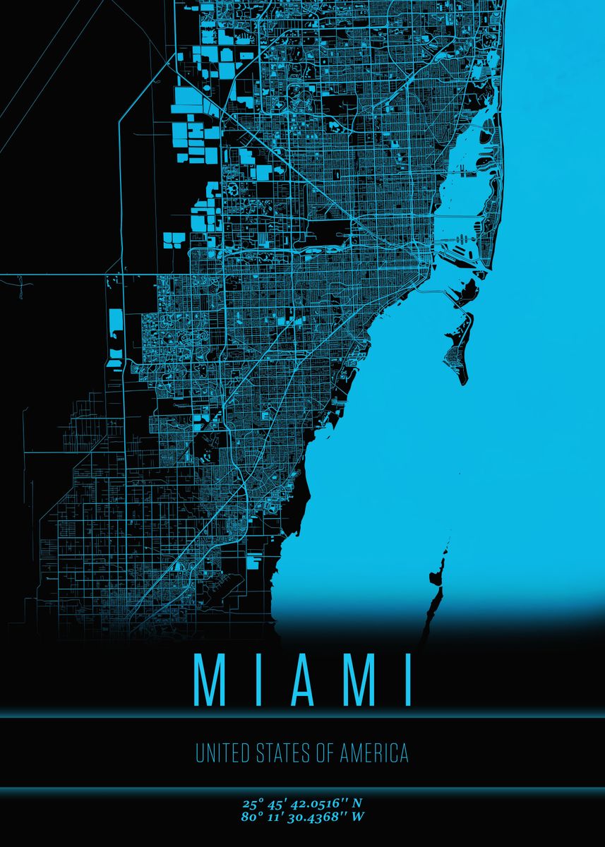 'Miami FL USA ' Poster, picture, metal print, paint by Buster Rameau ...
