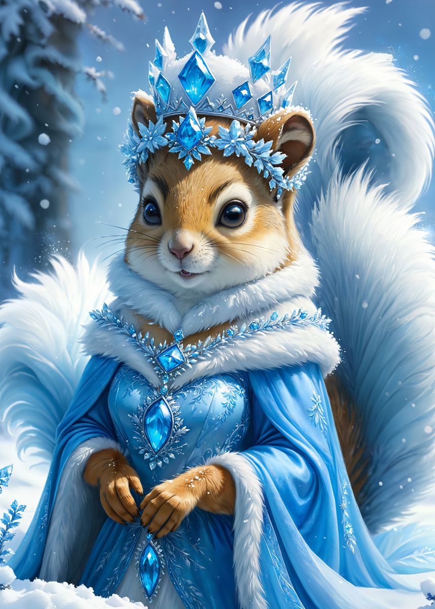 'Ice Squirrel Queen' Poster, picture, metal print, paint by DervlexArt ...