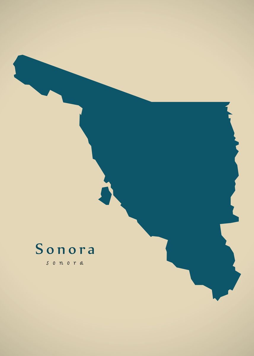'Sonora Mexico map' Poster, picture, metal print, paint by Ingo Menhard ...