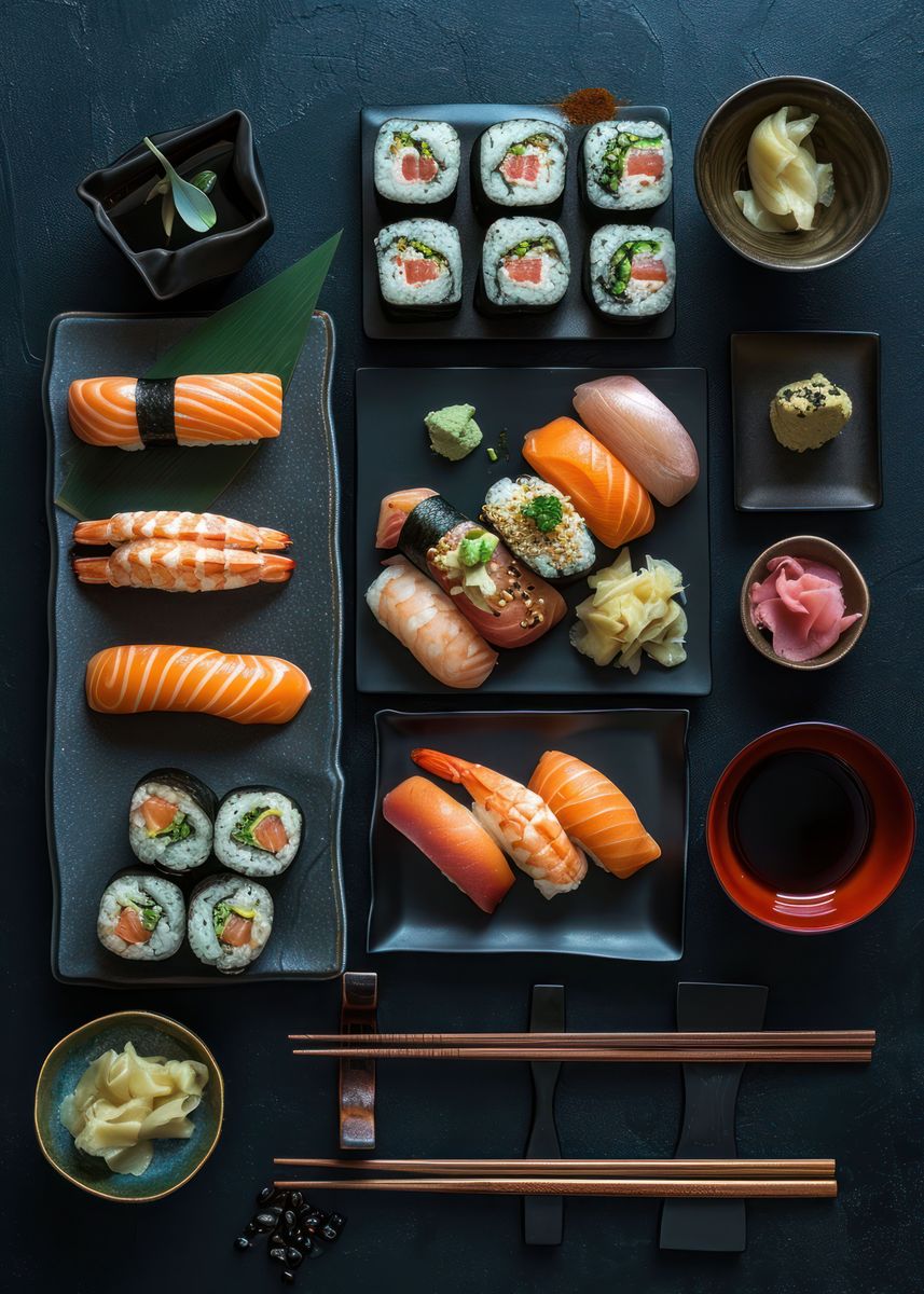 'Sushi Symphony' Poster, picture, metal print, paint by jodotodesign ...