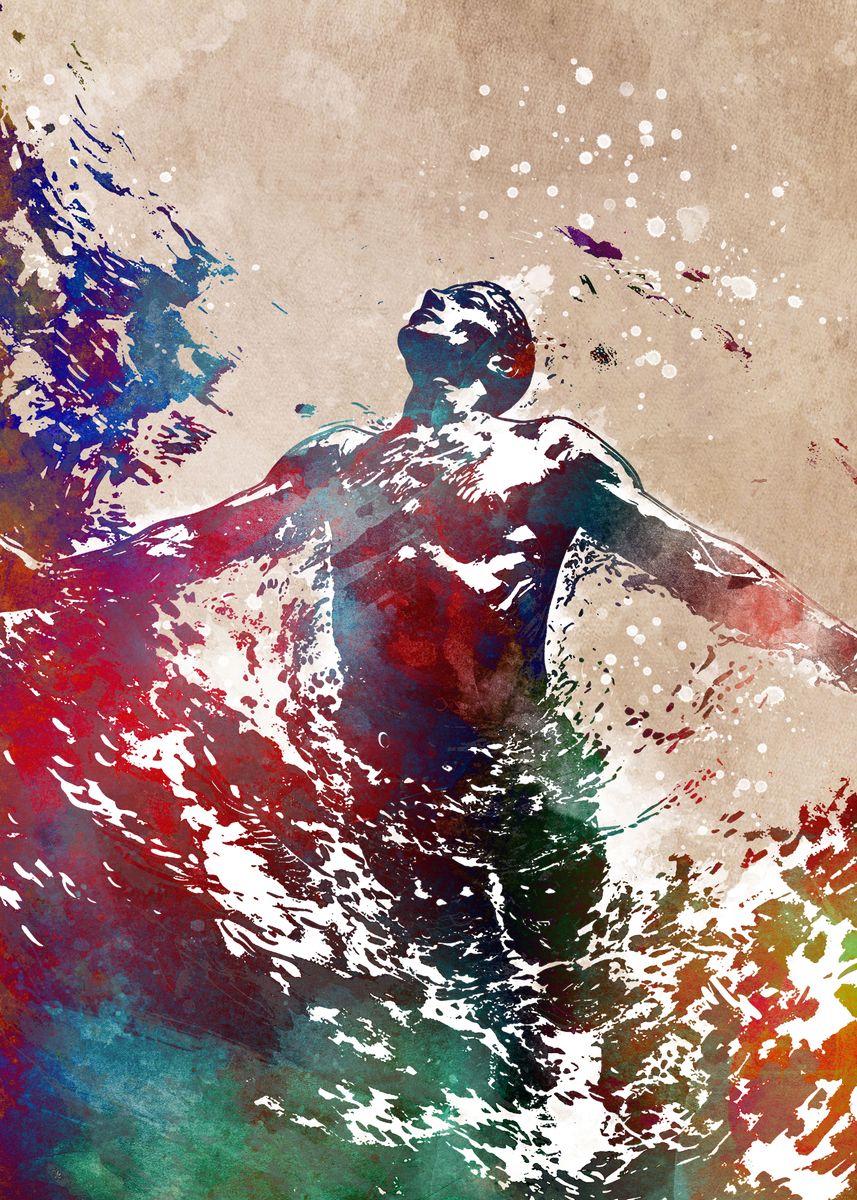 'Swimmer sport art' Poster, picture, metal print, paint by JBJart ...
