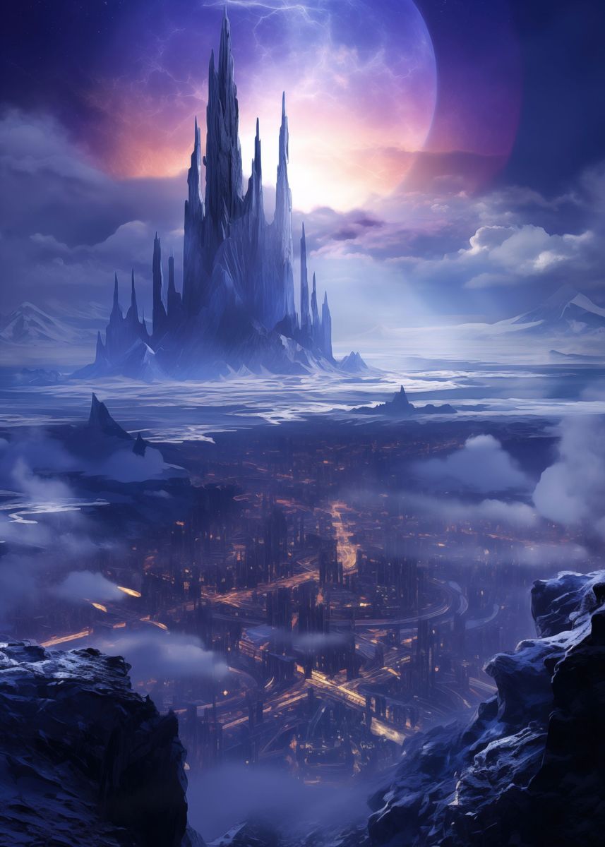 'Lunar Spire City' Poster, picture, metal print, paint by Powerful ...