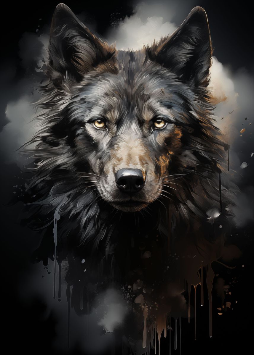 'Wolf Acrylic 1' Poster, picture, metal print, paint by DM Photography ...