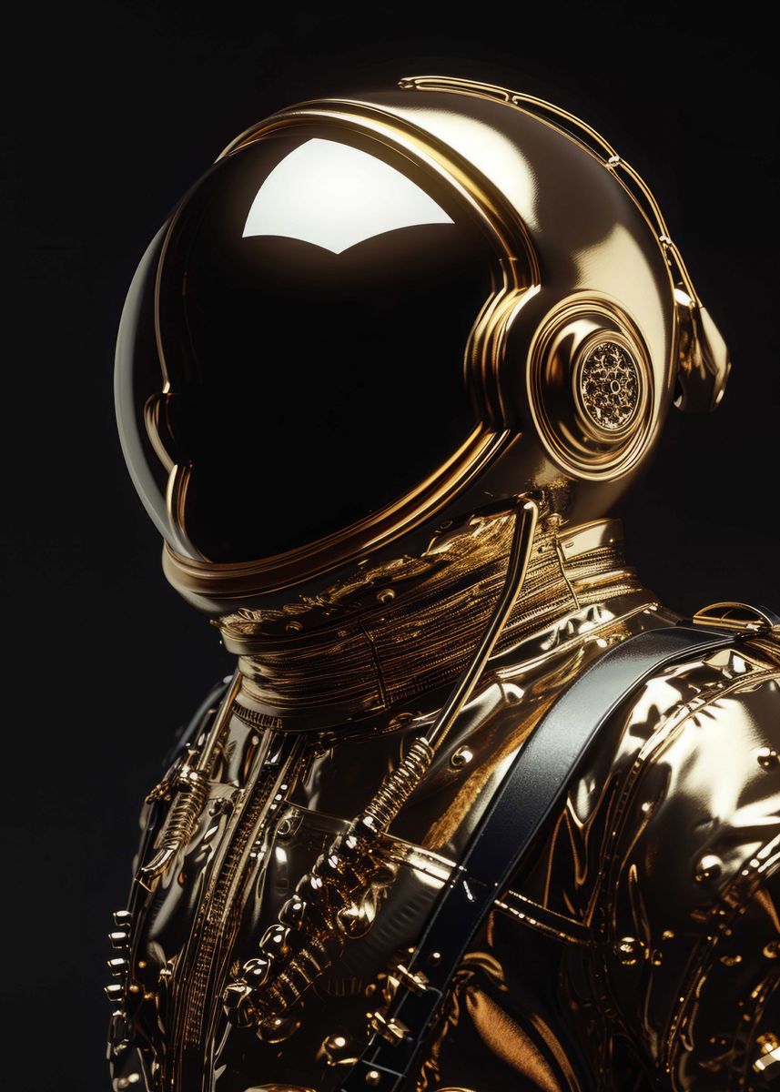 'Dark Gold Astronaut' Poster, picture, metal print, paint by Morgan Yon ...