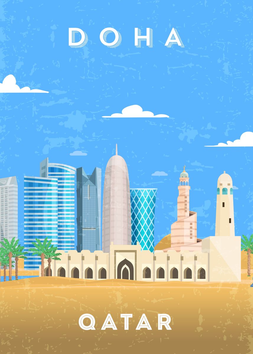'Doha Qatar' Poster, picture, metal print, paint by Moon Calendar ...