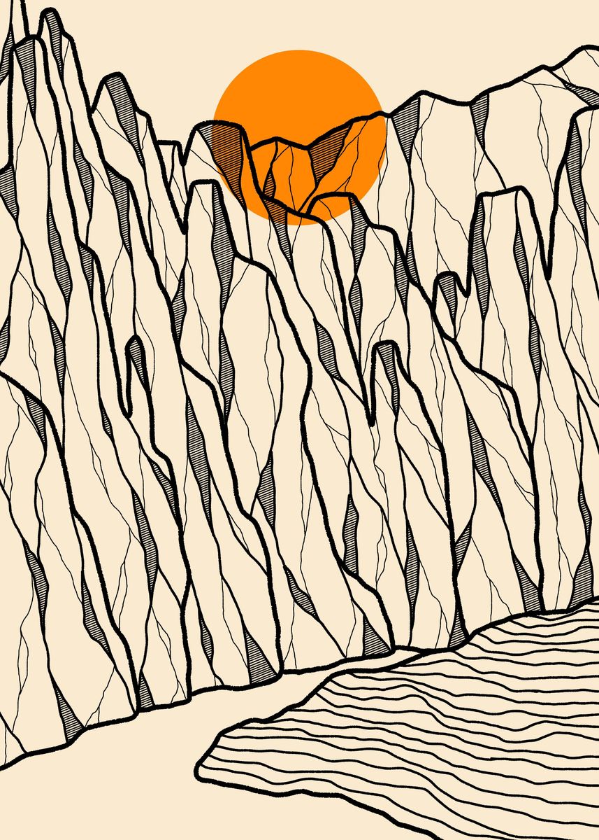 'Cliff Line' Poster, picture, metal print, paint by AL | Displate