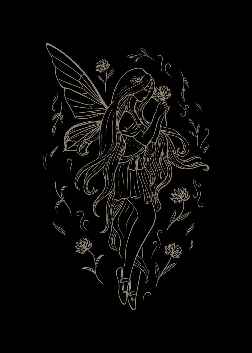 'Fairy Fairycore Rose Fairy' Poster, picture, metal print, paint by ...
