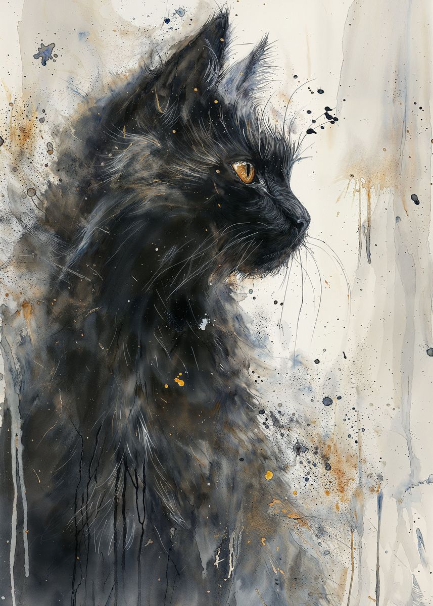 'Mystic Feline Gaze' Poster, picture, metal print, paint by Tomoo ...