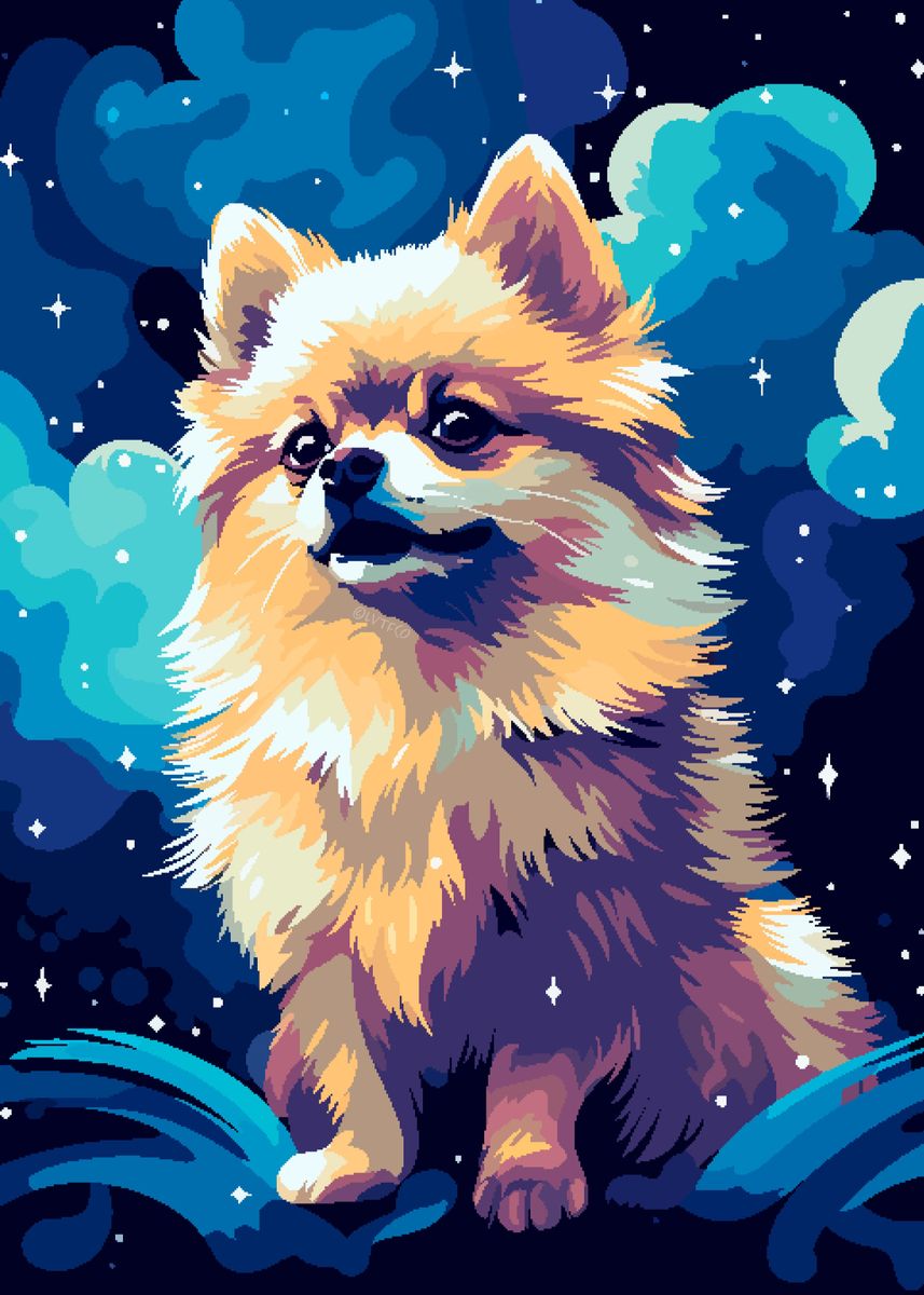 'Cute Pomeranian Pixel Art' Poster, picture, metal print, paint by ...
