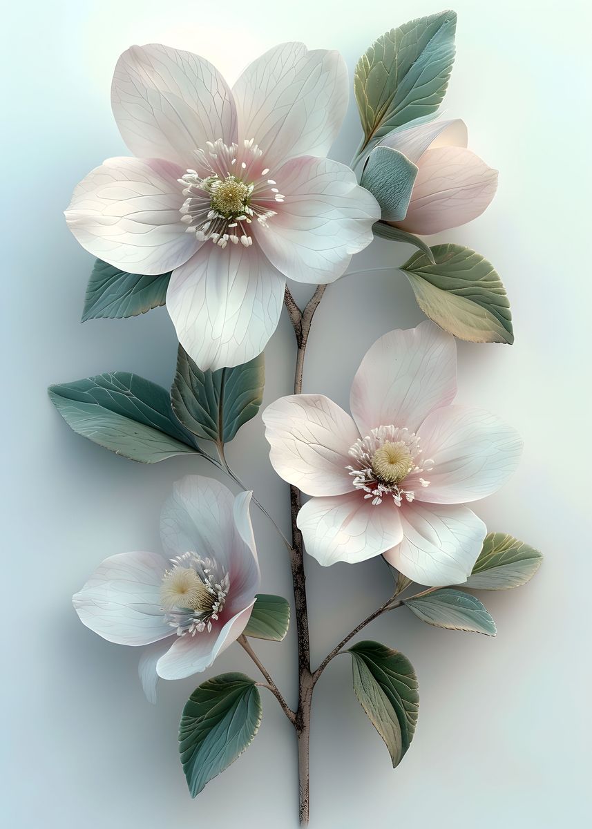 'White Flowers Poster' Poster, picture, metal print, paint by MajopArt ...