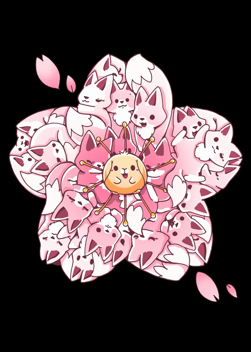 'Sakura Foxes' Poster, picture, metal print, paint by Valentina Fabbri ...