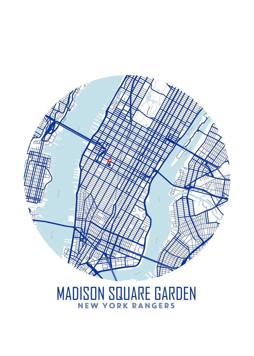 'Madison Square Garden Map' Poster, picture, metal print, paint by KI ...