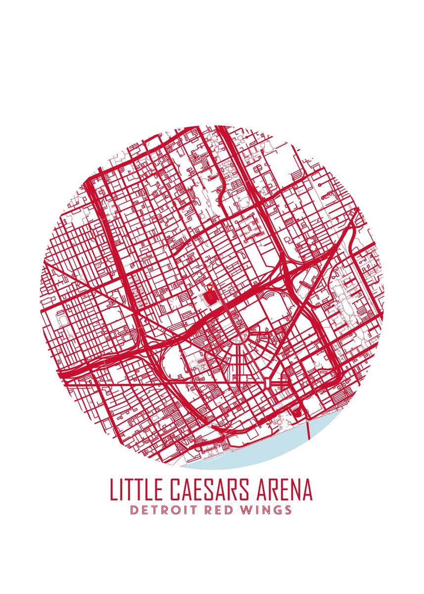 'Little Caesars Arena Map' Poster, picture, metal print, paint by KI RU ...