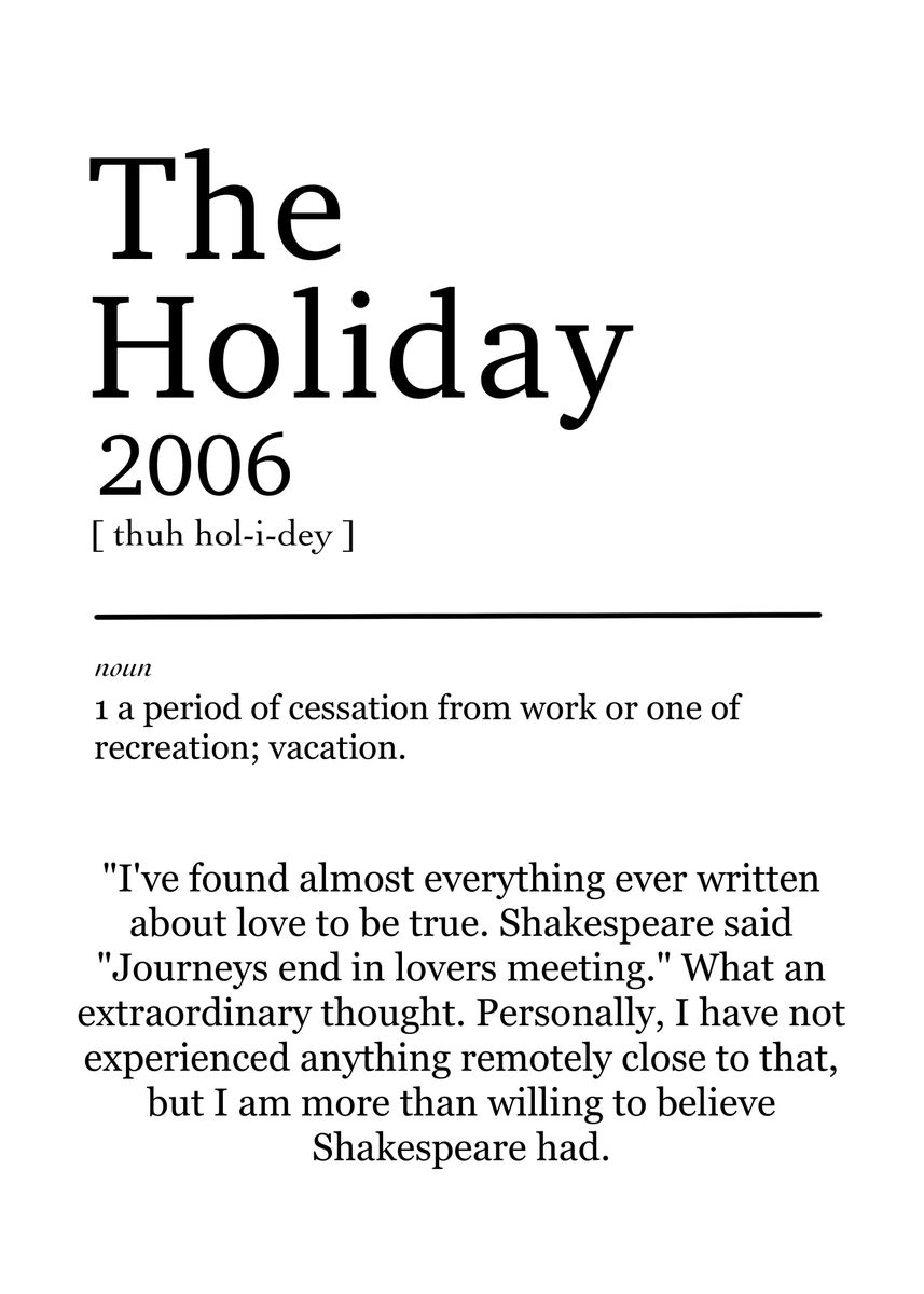 'The Holiday' Poster, picture, metal print, paint by fay list.art ...