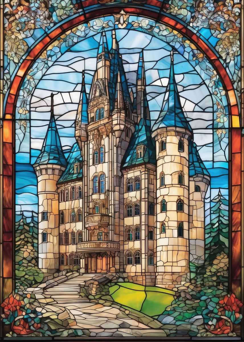 'Stained Glass Castles ' Poster, picture, metal print, paint by ...