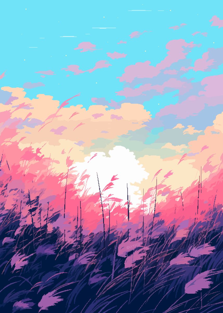 'Farm Field Retro Pixel Art' Poster, picture, metal print, paint by ...