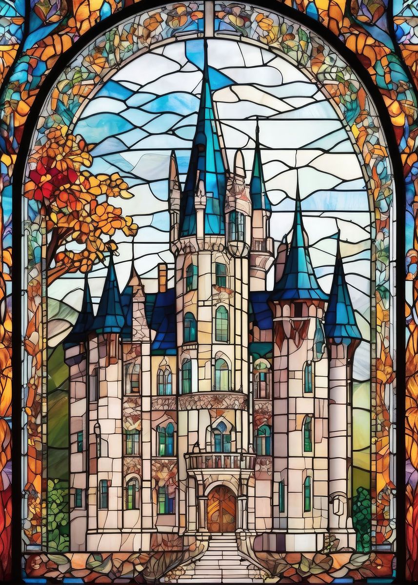 'Stained Glass Castles ' Poster, picture, metal print, paint by ...