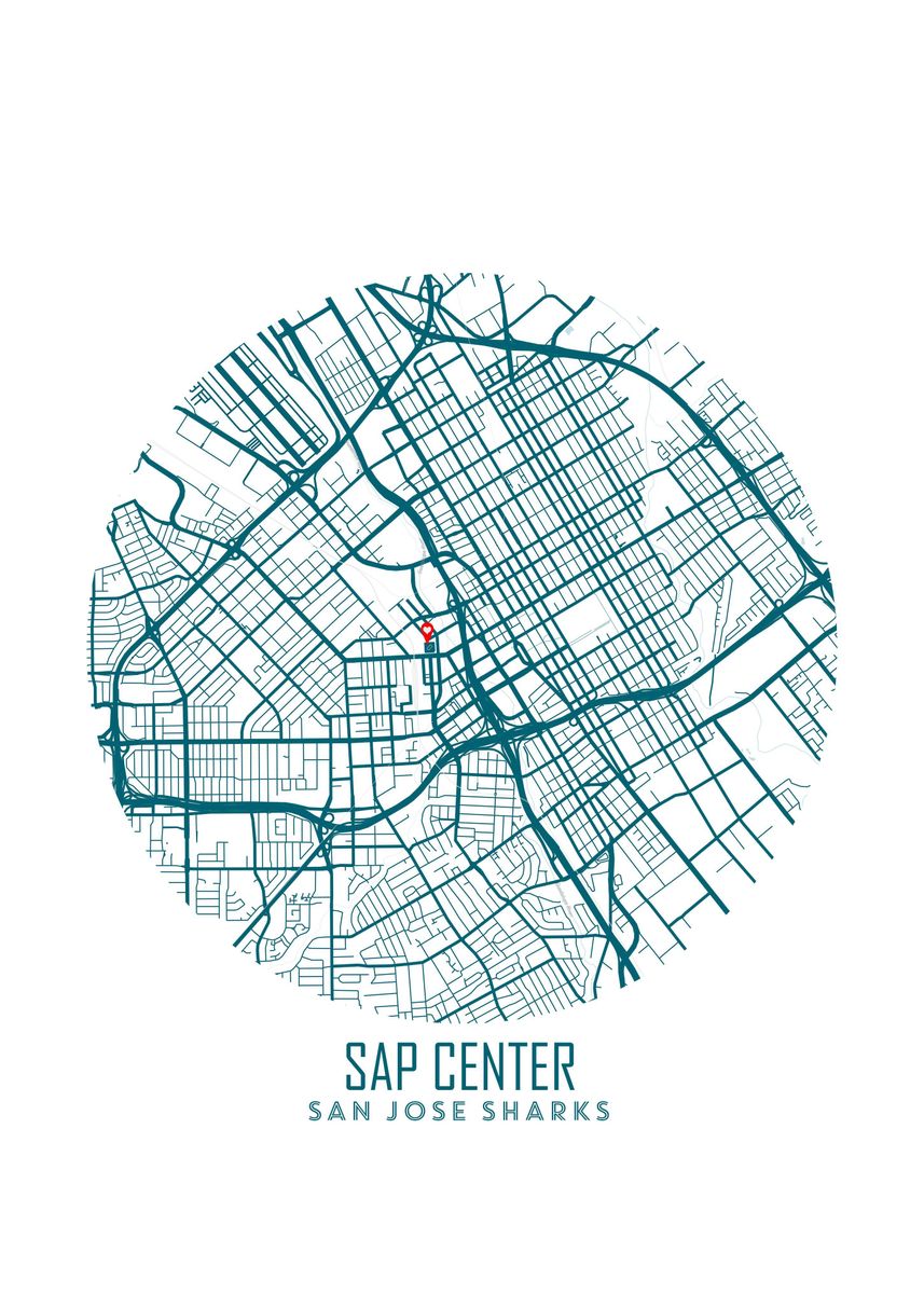 'SAP Center Map' Poster, picture, metal print, paint by KI RU | Displate