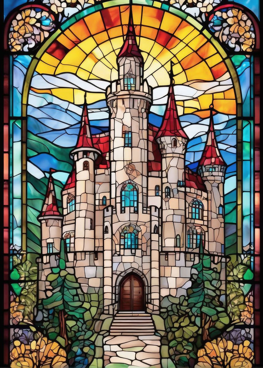 'Stained Glass Castles ' Poster, picture, metal print, paint by ...