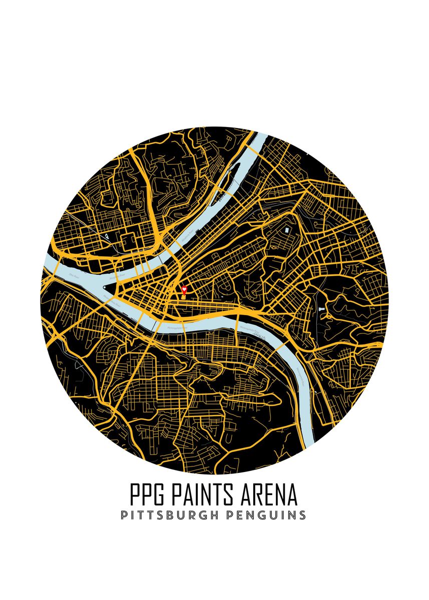'PPG Paints Arena Map' Poster, picture, metal print, paint by KI RU ...