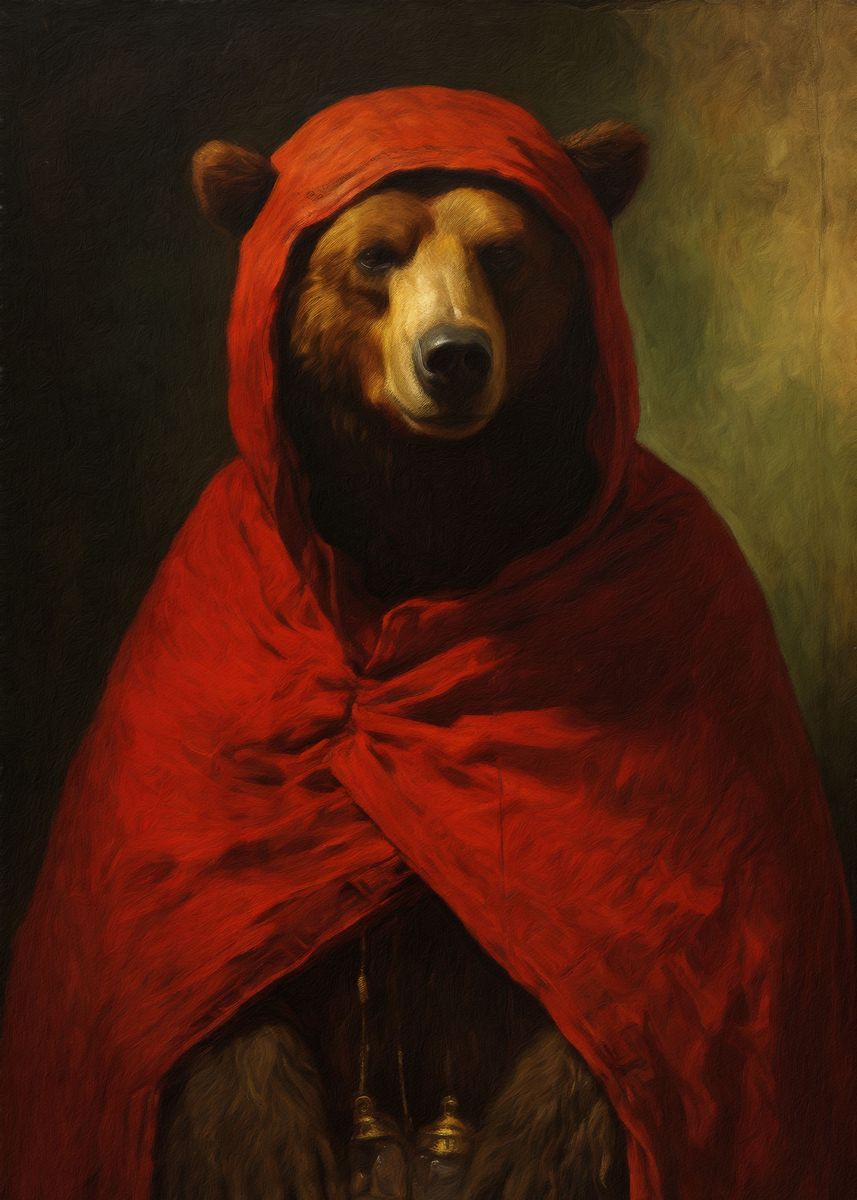 'Red hood bear' Poster, picture, metal print, paint by goljakoff | Displate