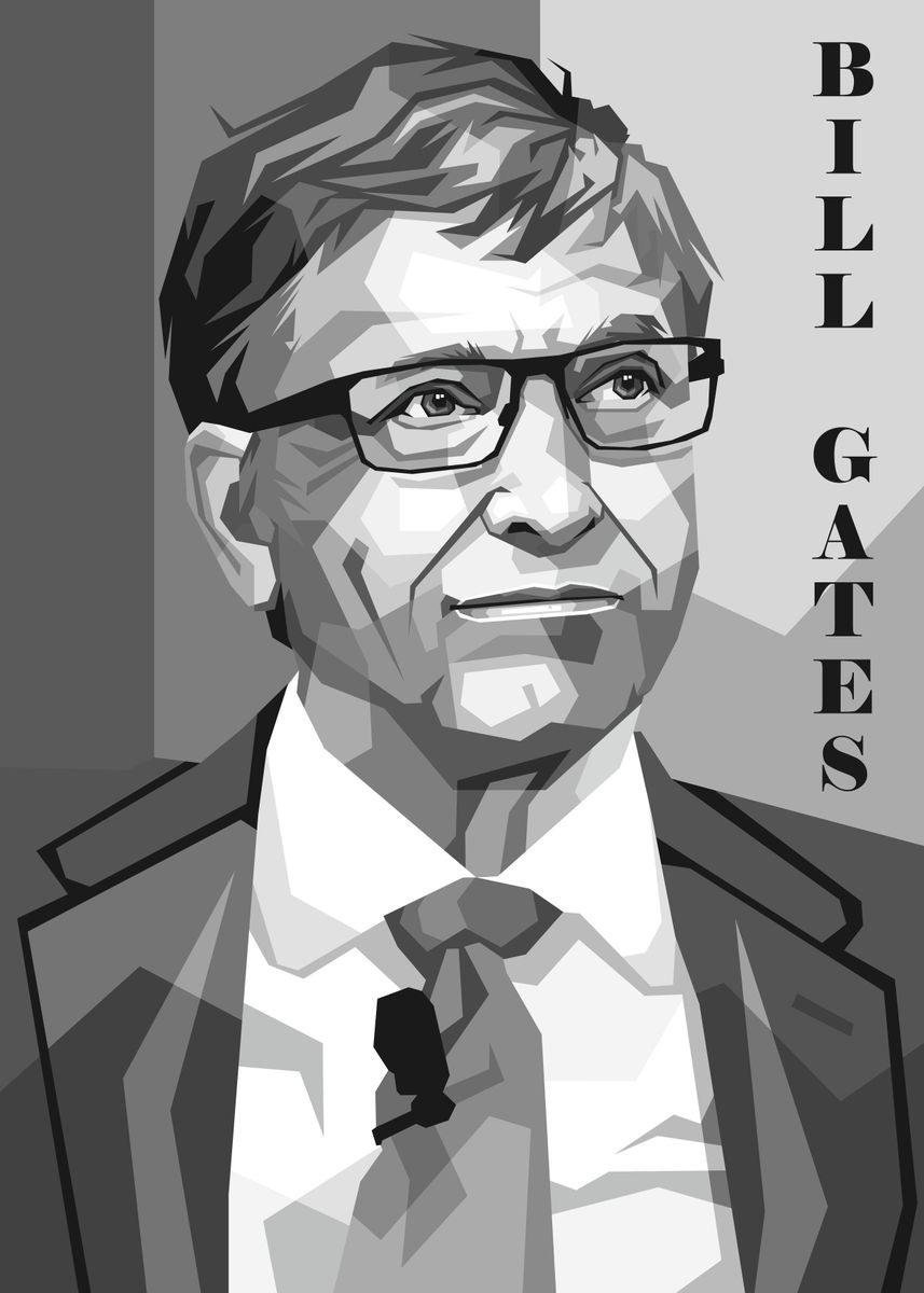 'Bill Gates Black and White' Poster, picture, metal print, paint by ...