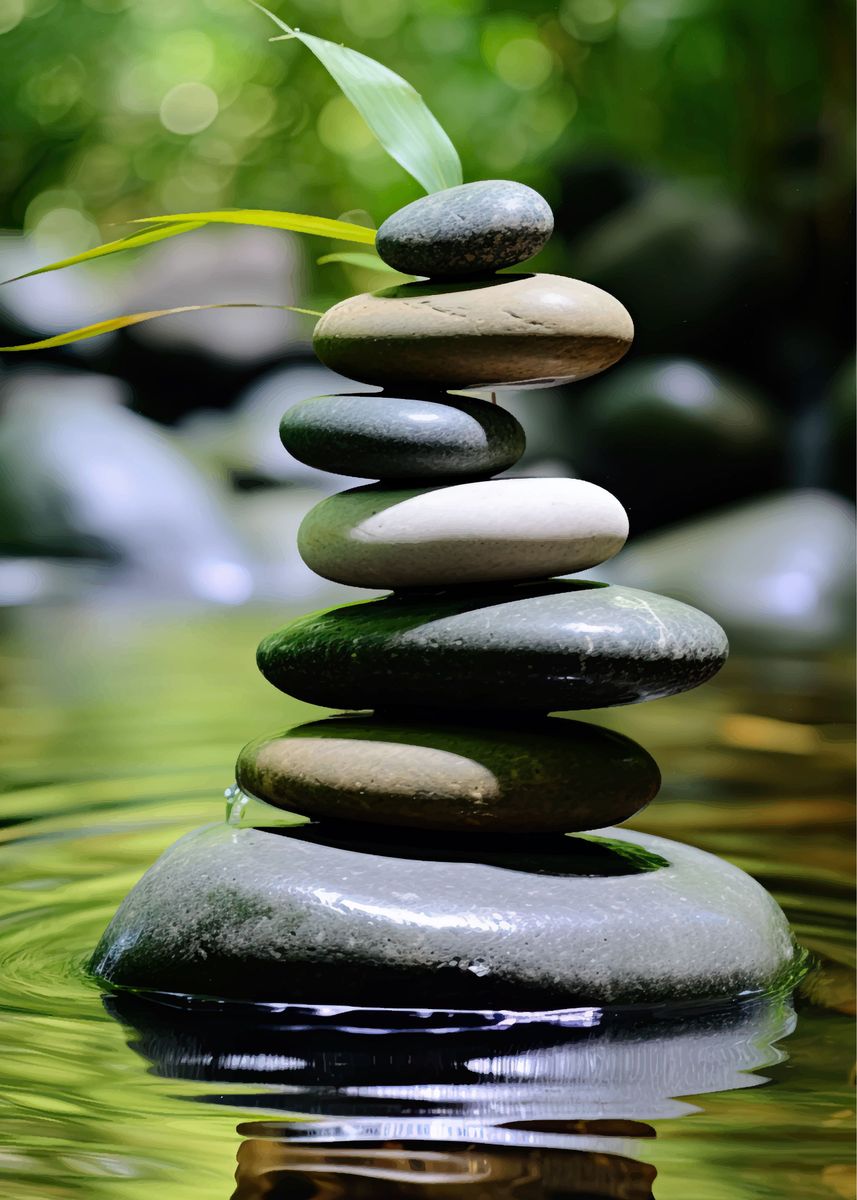 'zen stones meditation' Poster, picture, metal print, paint by Gabriel ...