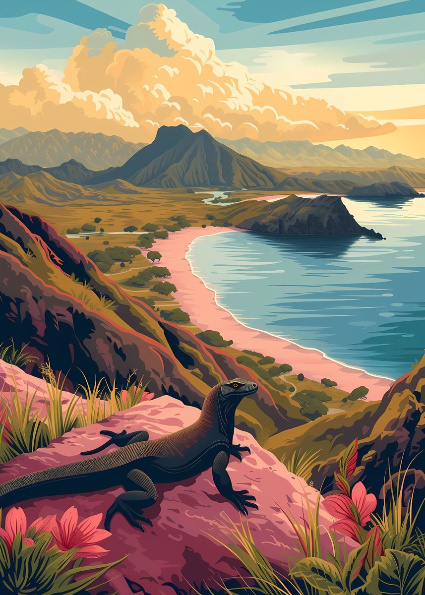 'Komodo Island' Poster, picture, metal print, paint by Mamanisme Art ...
