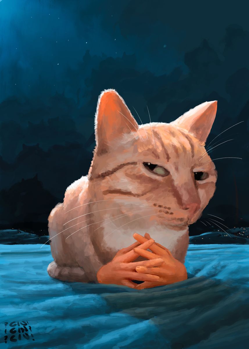 'Doubtful Cat' Poster, picture, metal print, paint by Ciucinciu ...