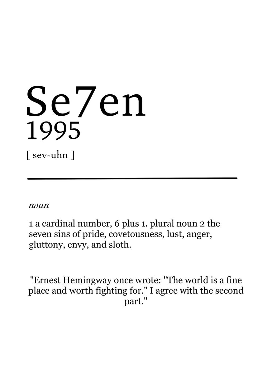 'Se7en' Poster, picture, metal print, paint by fay list.art | Displate