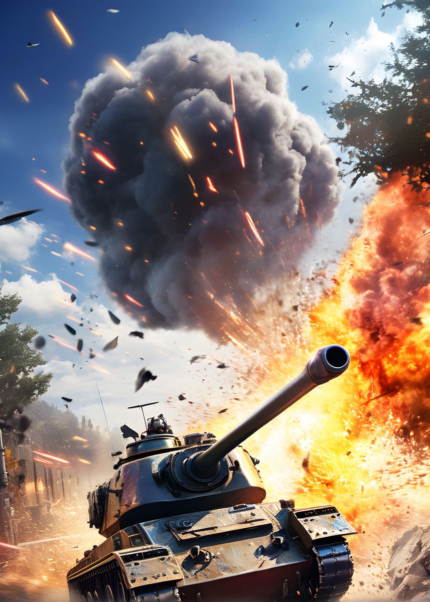 'Tank Explosion' Poster, picture, metal print, paint by vandervisuals ...