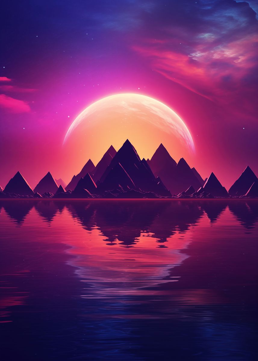 'Sonic Sunset Serenade' Poster, picture, metal print, paint by ...