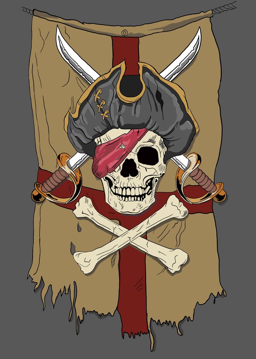 'pirate flag' Poster, picture, metal print, paint by luigi diamanti ...