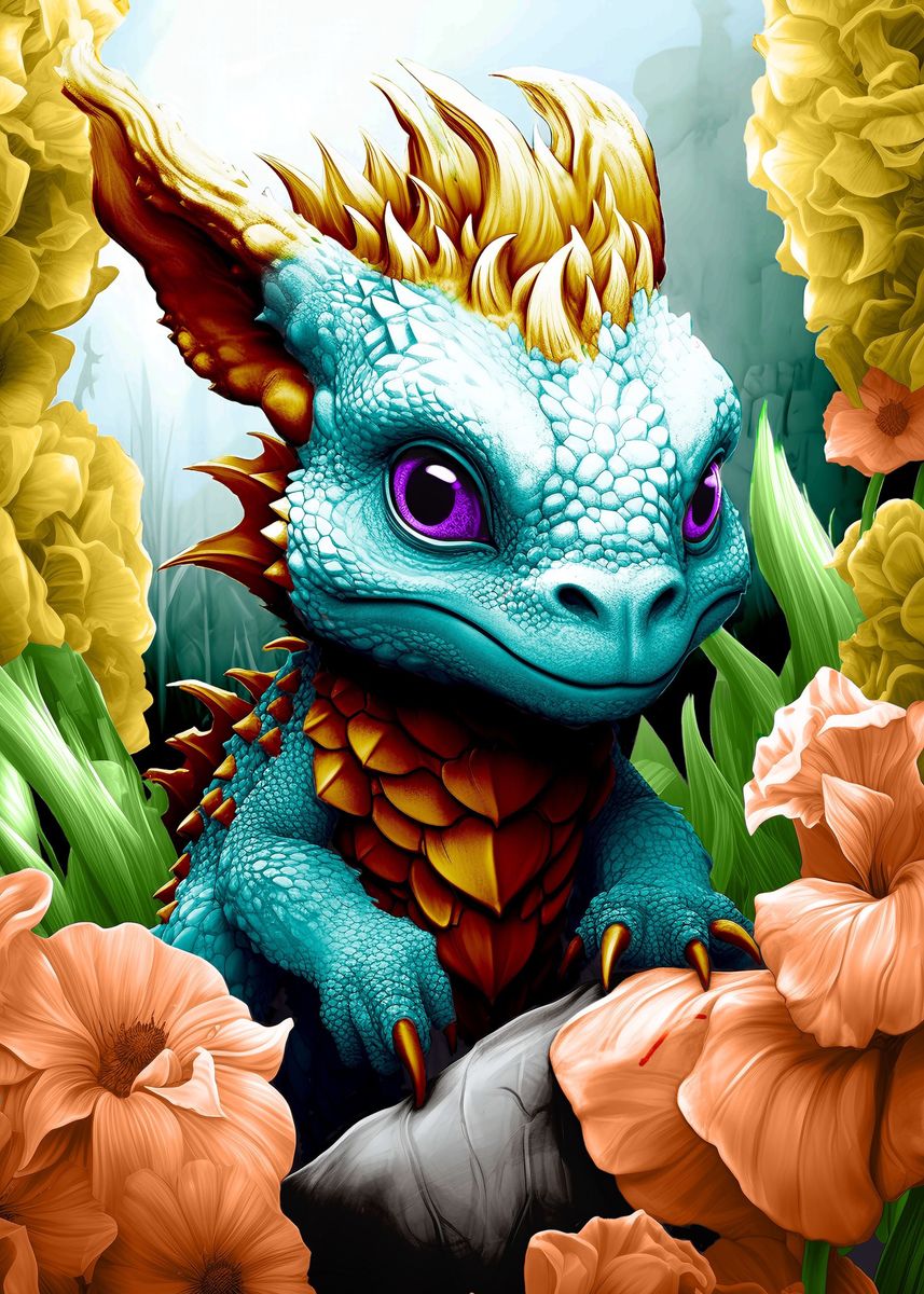 'Baby Dragon Fantasy Art' Poster, picture, metal print, paint by Xenia ...
