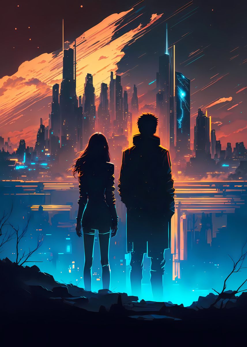 'Couple Night City Life' Poster, picture, metal print, paint by Luong ...