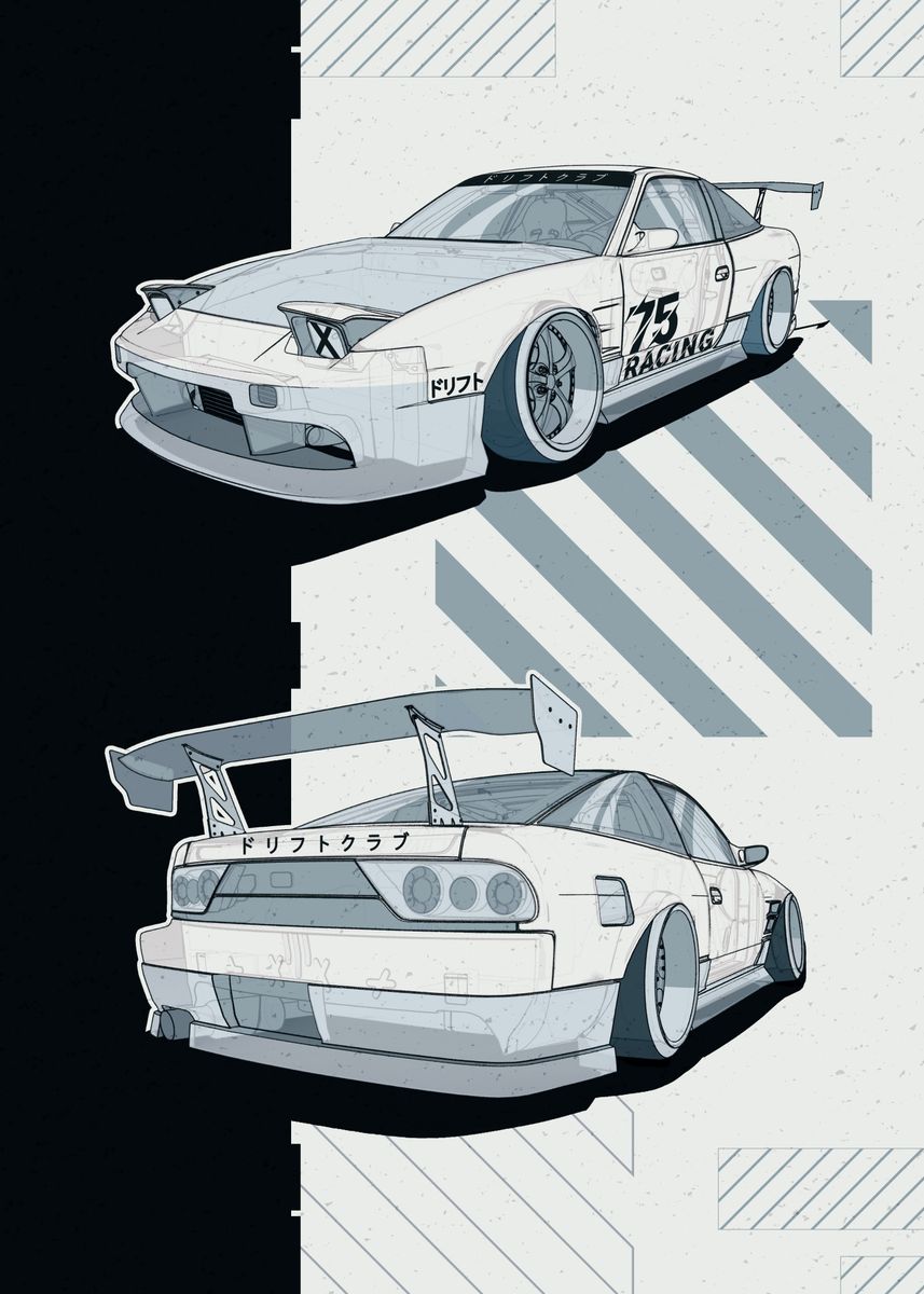 'Nissan 180sx Sport Car' Poster, picture, metal print, paint by Fino ...