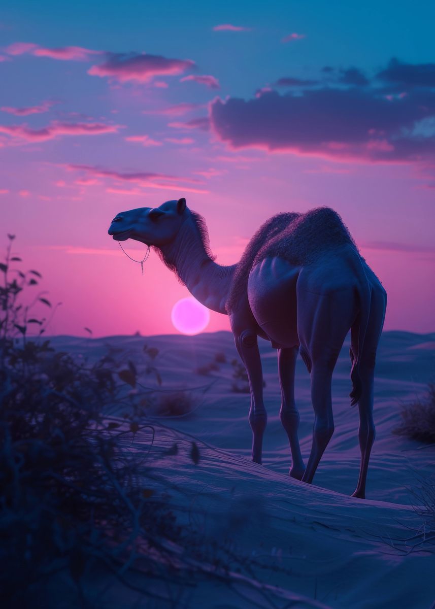 'Camel Aesthetic Sunset' Poster, picture, metal print, paint by Adam ...