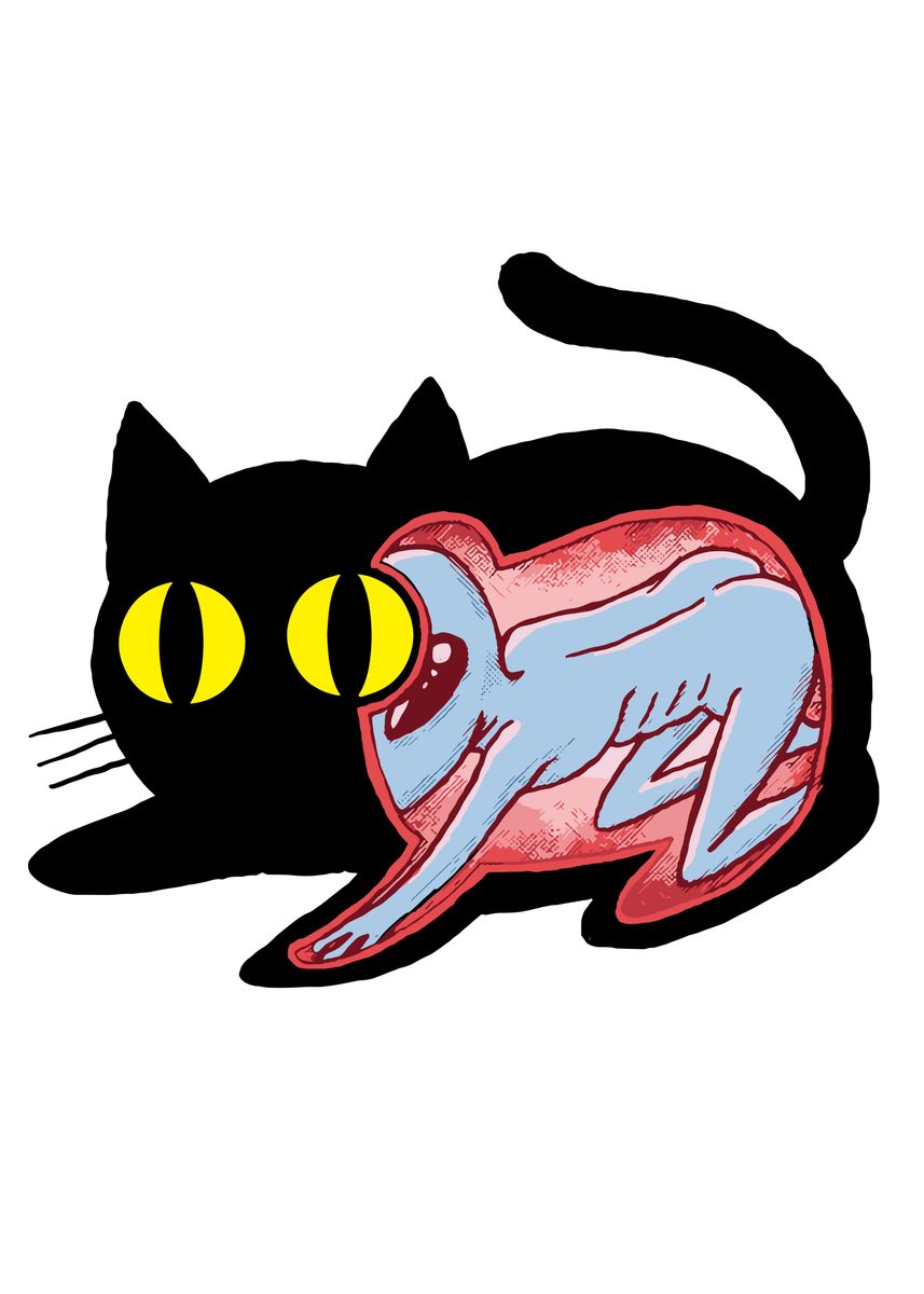 'Alien Cat' Poster, picture, metal print, paint by Savika | Displate