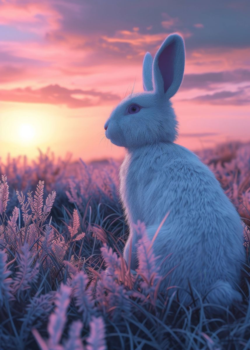 'Rabbit Aesthetic Sunset' Poster, picture, metal print, paint by Adam ...