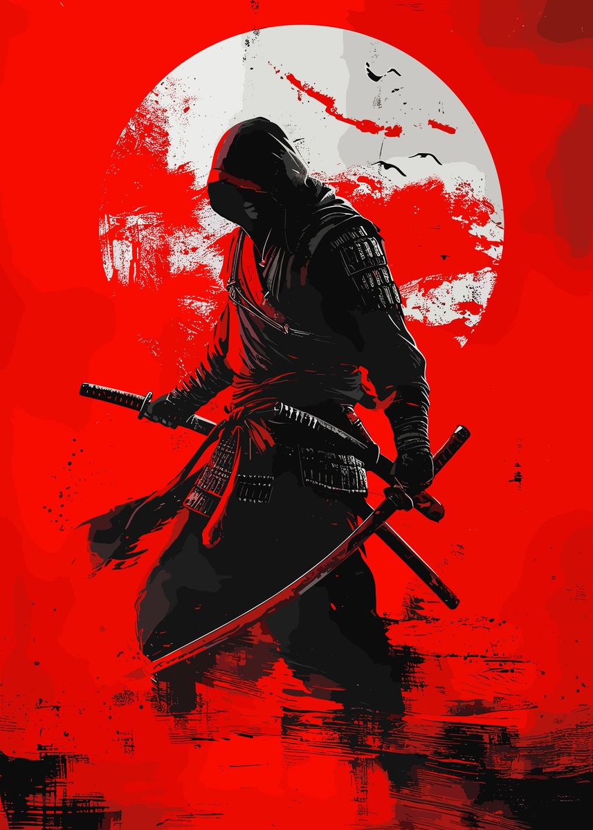 'Anime Red Japan Shinobi' Poster, picture, metal print, paint by ...