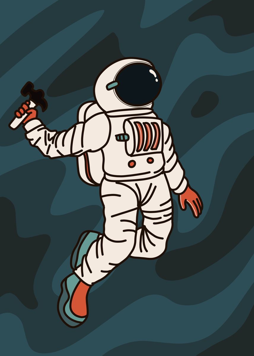 'Astronaut wih hammer' Poster, picture, metal print, paint by reyhan ...