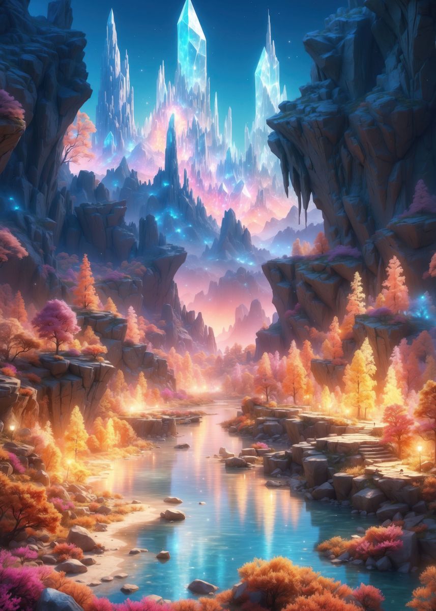 'Crystal landscape' Poster, picture, metal print, paint by Below ...