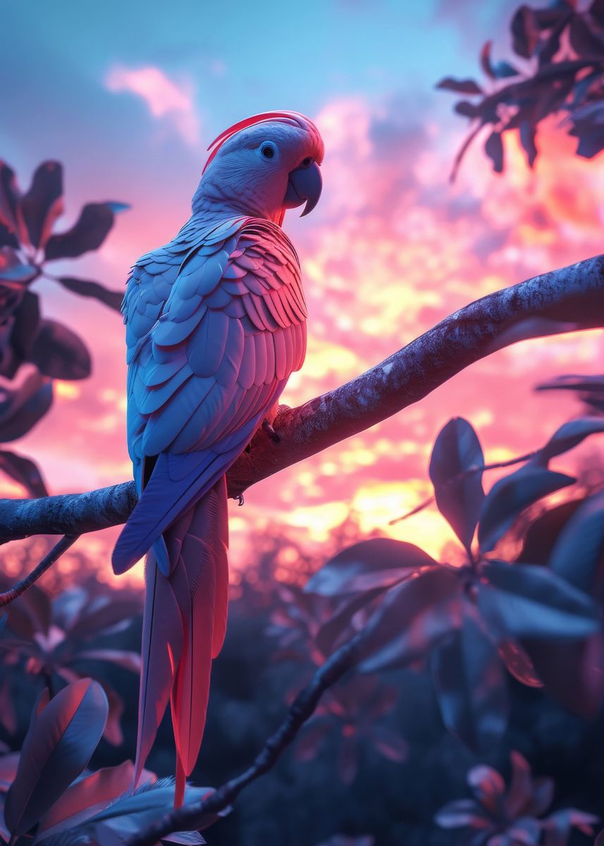 'Parrot Aesthetic Sunset' Poster, picture, metal print, paint by Adam ...