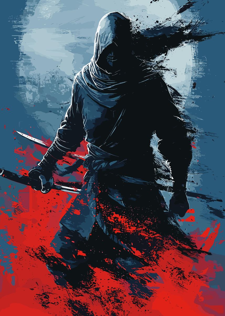 'Anime Blue Japan Shinobi' Poster, picture, metal print, paint by ...