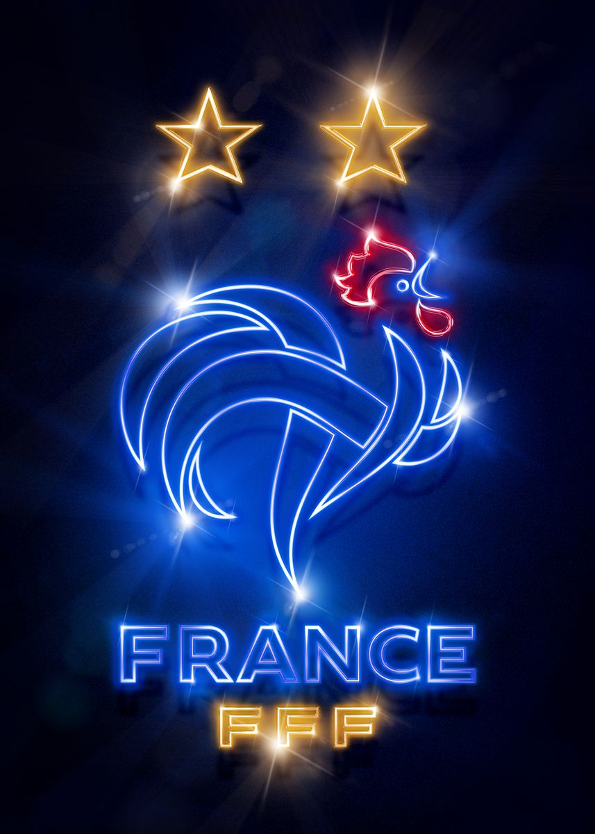 'FFF Rooster neon' Poster, picture, metal print, paint by French ...