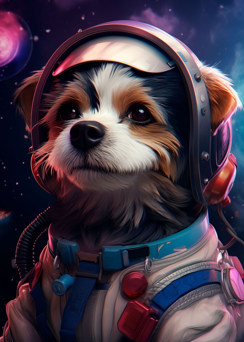 'Astronaut Space Dog' Poster, picture, metal print, paint by Bloomoon ...
