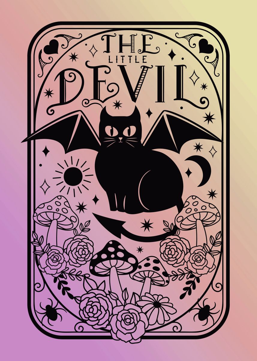 'The Little Devil Cat Tarot' Poster, picture, metal print, paint by ...