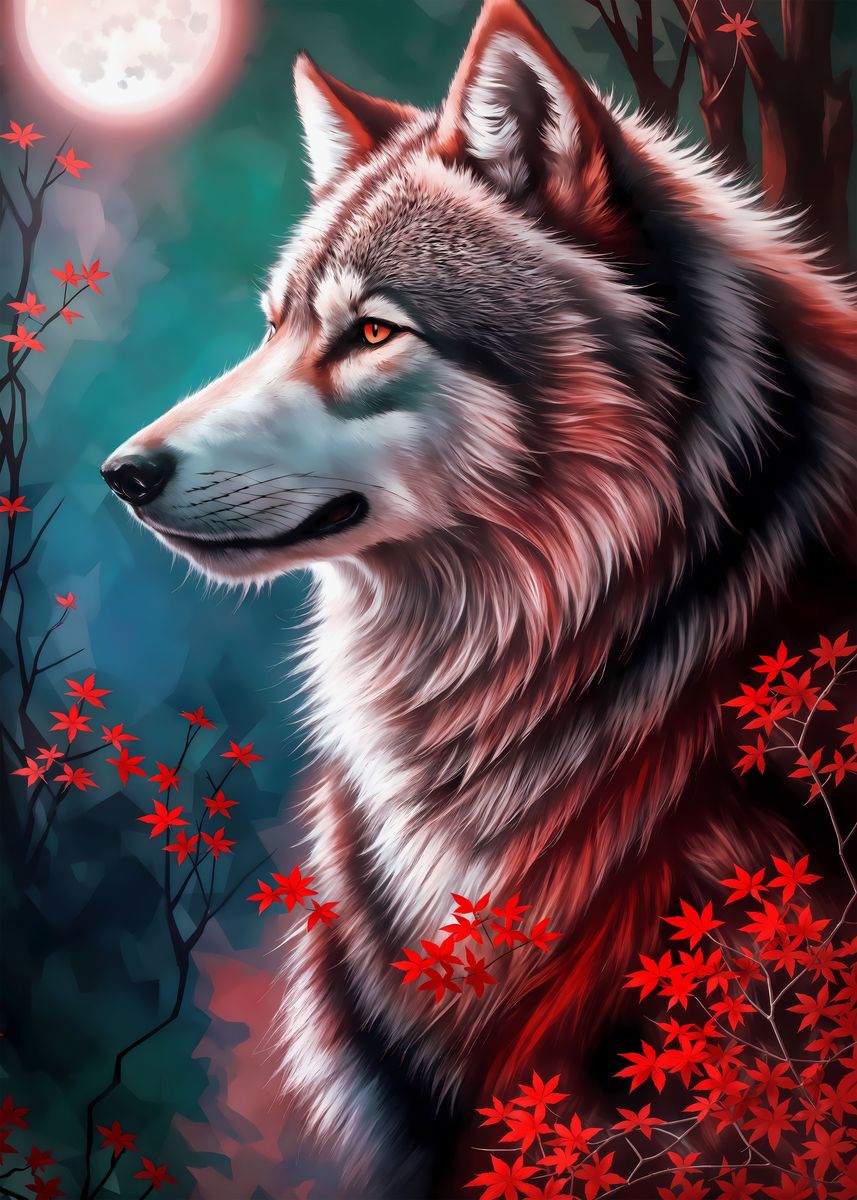 'Beauty Mythical Alpha Wolf' Poster, picture, metal print, paint by ...