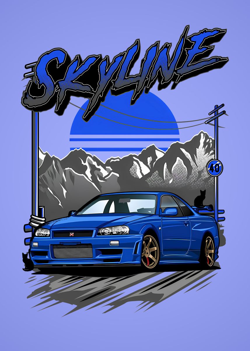 'skyline drawing' Poster, picture, metal print, paint by SACSAFON ...