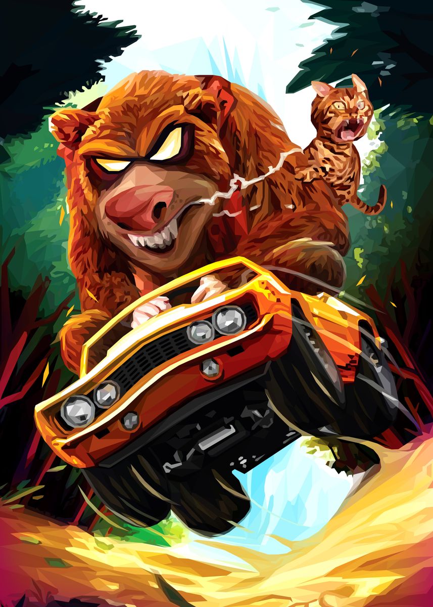 'Rushing Psycho Bear' Poster, picture, metal print, paint by pxlG ...